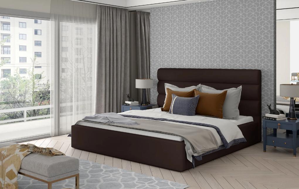Eltap Čalouněná postel Caramel s úložným prostorem Materiál a barva potahu: Dora 28 - tmavě hnědá, Rozměry (cm): 140x200