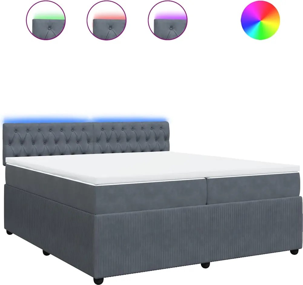 Box spring postel s matrací tmavě šedá 200x200 cm samet 3290137