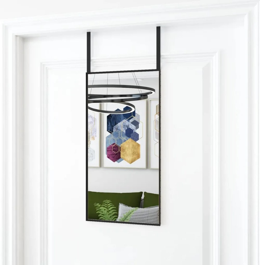 Zrcadlo na dveře černé 30 x 60 cm sklo a hliník 327403