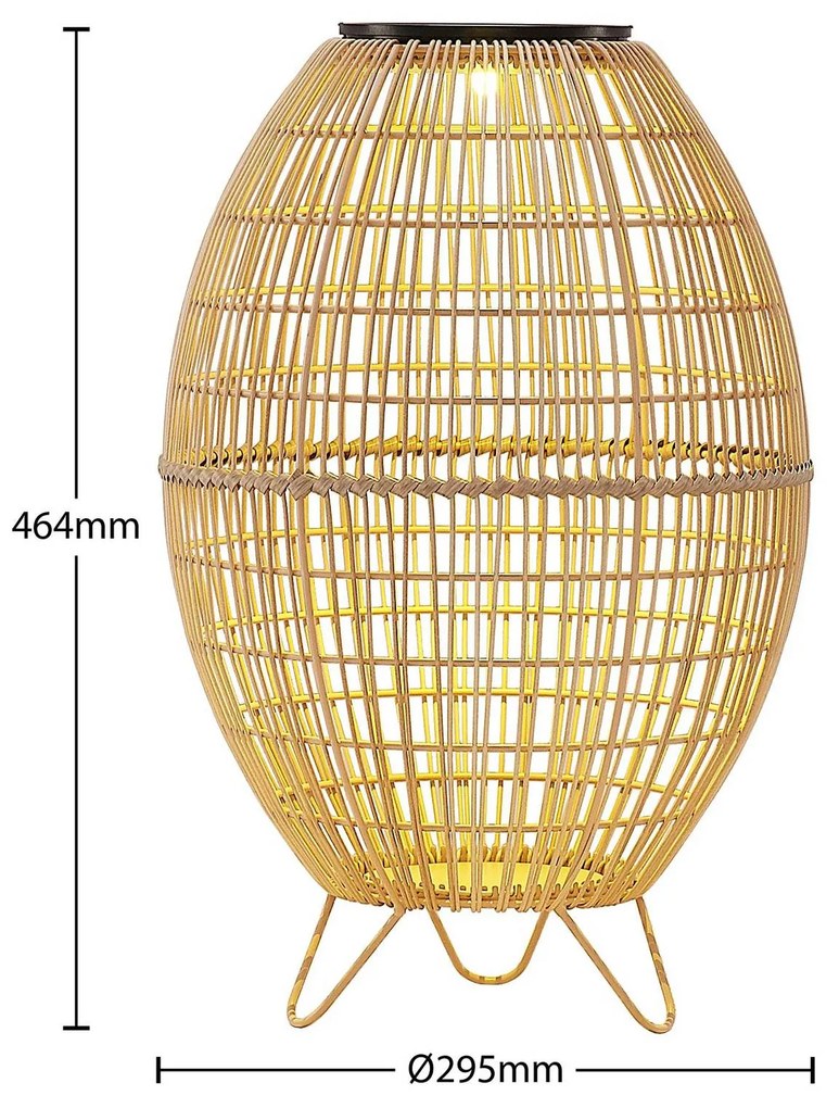 Lindby Josina LED solární lucerna, ratanový vzhled