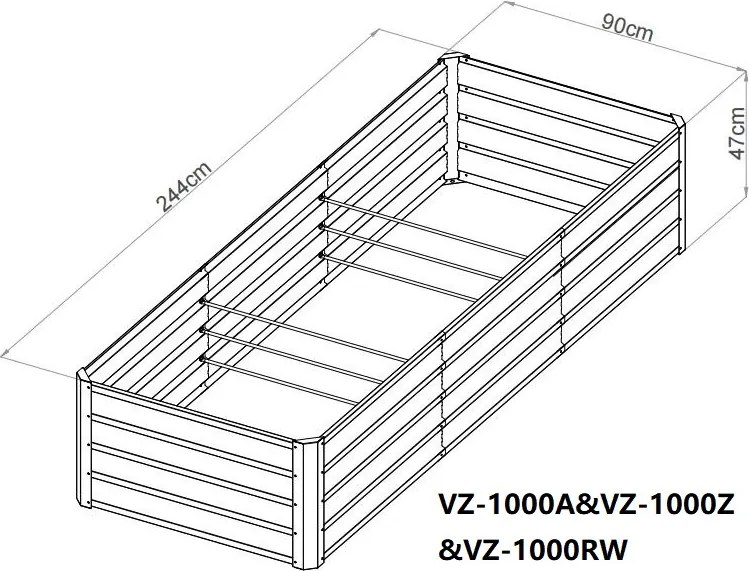Vyvýšený zahradní záhon BestBerg VZ-1000RW / 1000 l / 240 x 90 x 47 cm / dekor dřeva