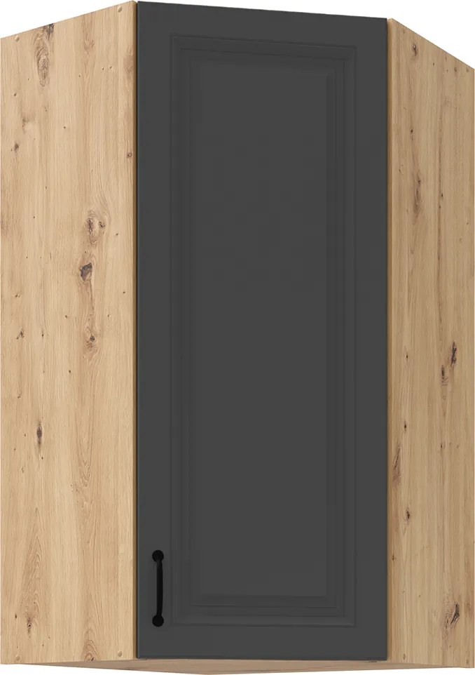 STILO gr | horní skříňka 60x60 GN-108 1F (45°) rohová s policemi | EXTRA VYSOKÁ | UNI dvířka | artisan/grafit