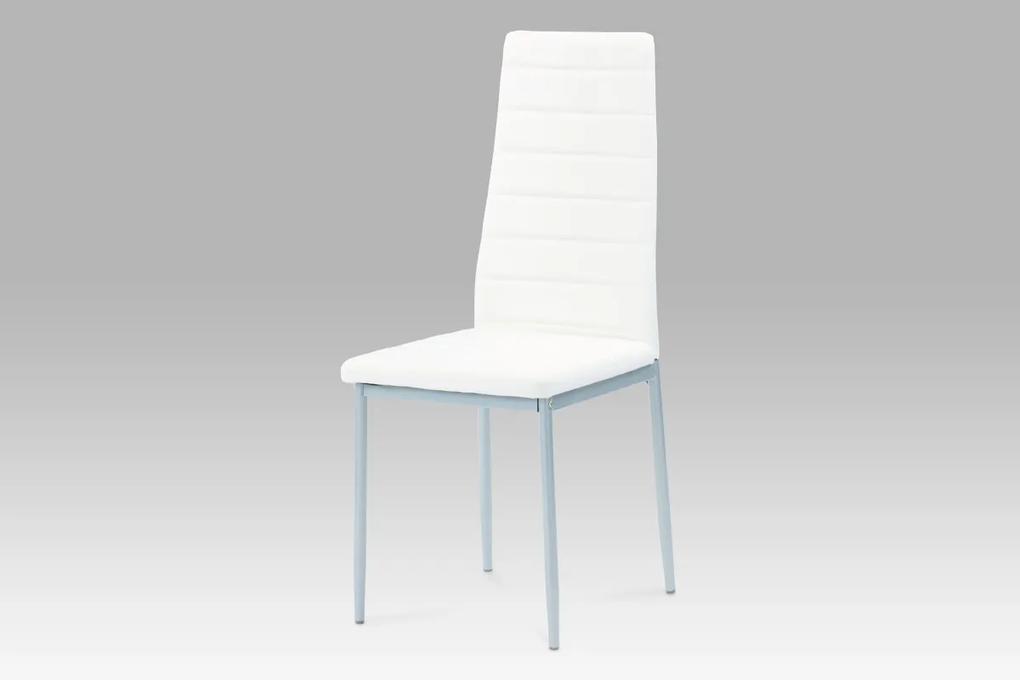 Jídelní židle DCL-117 WT koženka bílá, kov šedý lak