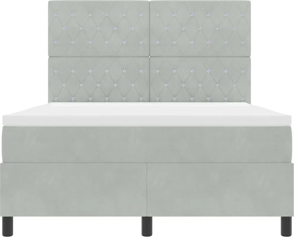Postel s boxspringem s matrací Světle šedá 160 x 200 cm samet 3339776