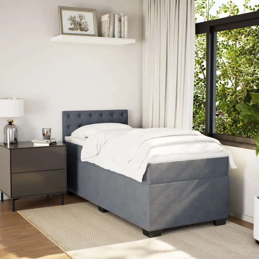 Box spring postel s matrací tmavě šedá 90x190 cm samet 3288487