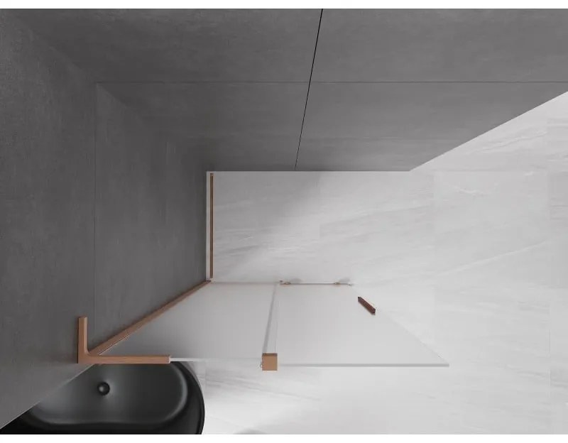 Mexen Velar L, posuvná sprchová zástěna Walk-in 120 x 200 cm, 8mm sklo námraza, měděná matná, 871-120-003-33-65