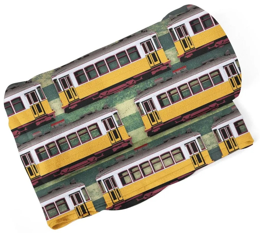 Sablio Deka Lisabonské historické tramvaje Zelený Pattern - 150x120 cm