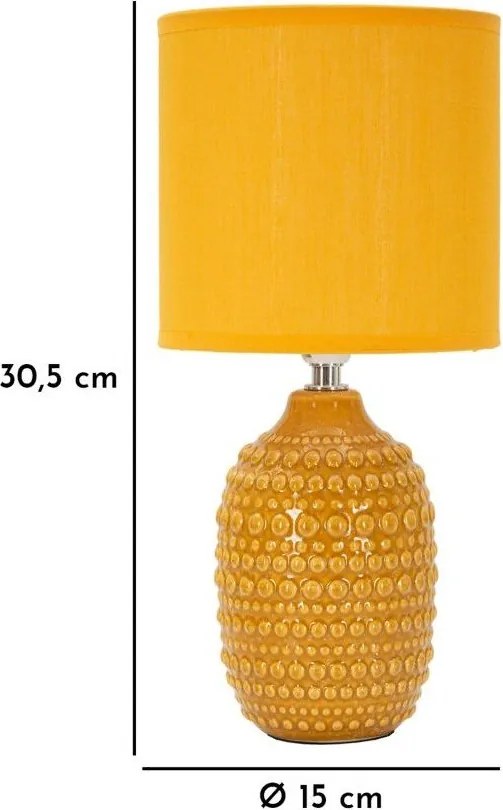 Keramická stolní lampa v hořčicové barvě s textilním stínidlem (výška 30,5 cm) Points – Mauro Ferretti