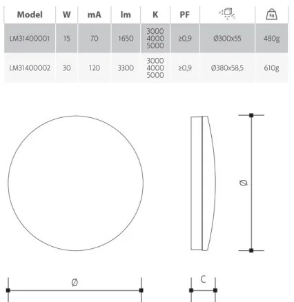 LED Stmívatené koupelnové stropní svítidlo LED/30W/230V pr. 38 cm IP54