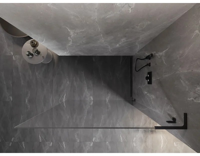 Mexen, Mexen Lunar L sprchová stěna pravá 90 x 200 cm, průhledná 8 mm, černá - 830L-090-000-70-00-P