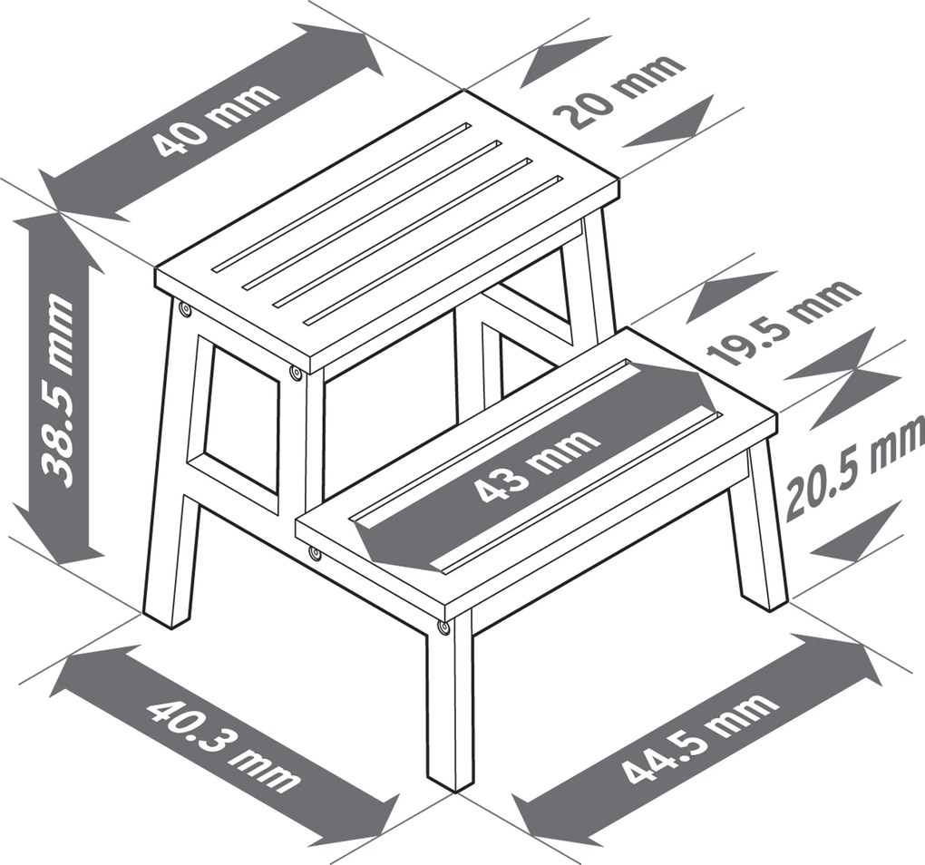 Tchibo - Schůdková stolička z masivního dřeva - barva: hnědá