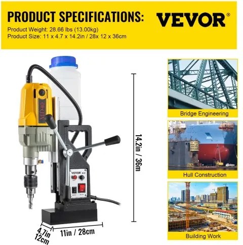 Magnetická vrtačka, 1100 W 4 cm vrtací průměr – VV-MD-UK12