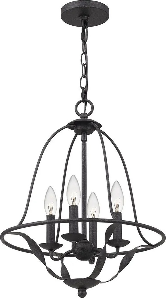 Elstead BRADBURY kovový Farmhouse lustr 40 cm šedý 4xE14