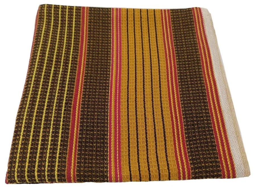 Žluto-hnědý vaflový pracovní bavlněný ručník 50x100 cm – JAHU collections