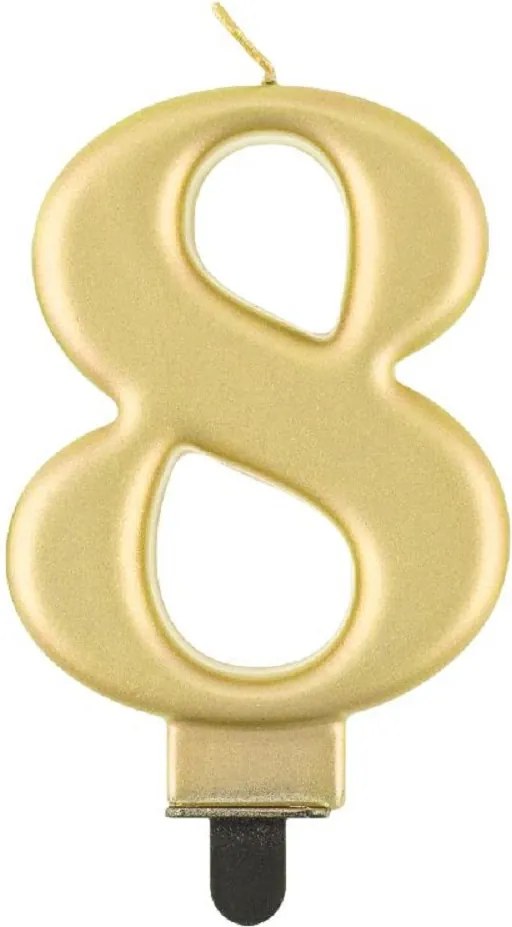 GoDan - svíčka dortová číslice 8 metalická, zlatá  8 cm