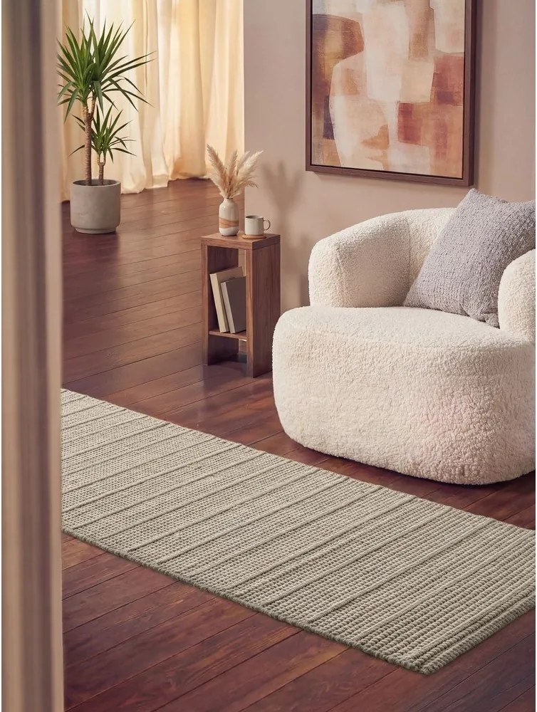 Krémový ručně tkaný vlněný běhoun 80x250 cm Camden Parker – Ted Baker