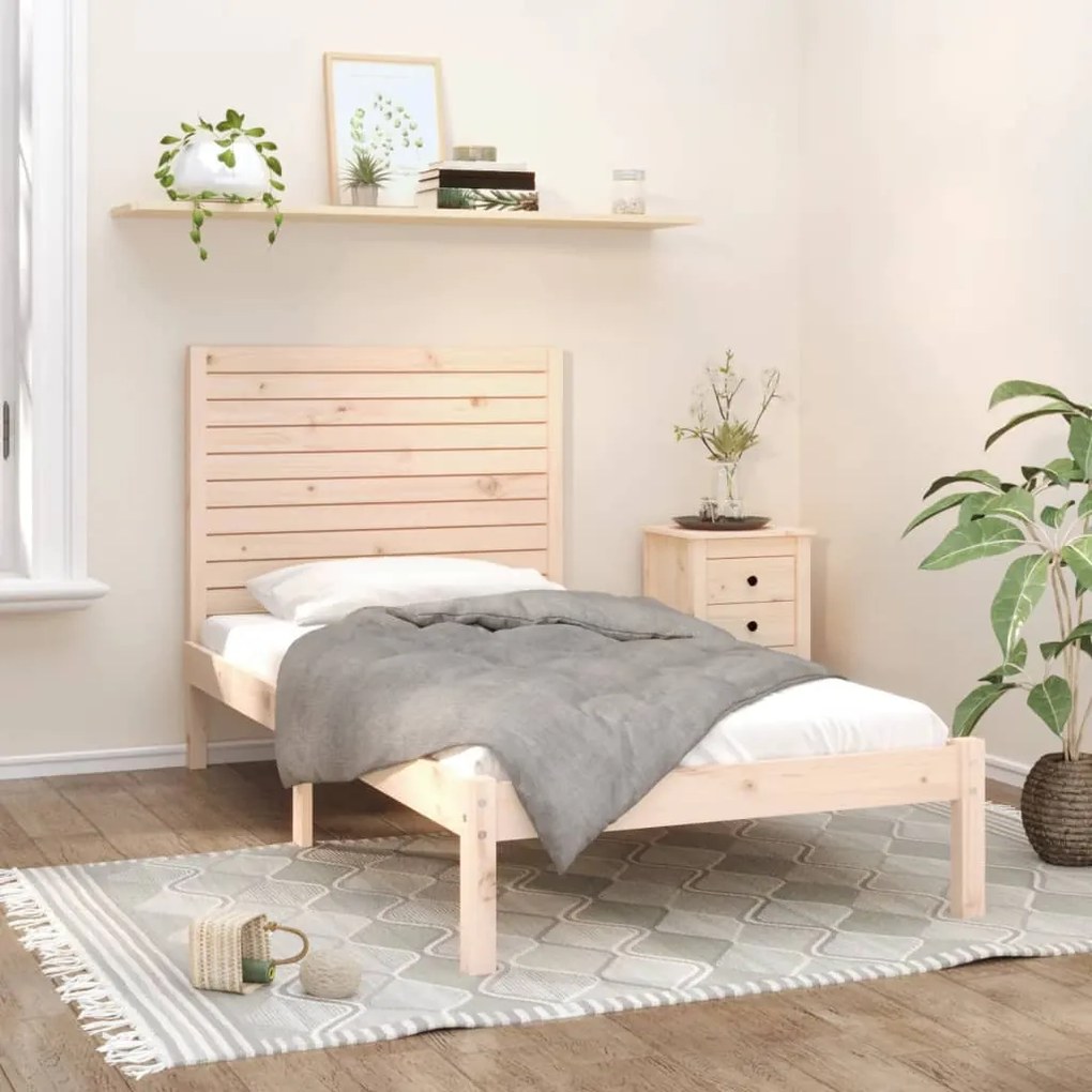 Rám postele bílý masivní dřevo 75 x 190 cm malé jednolůžko