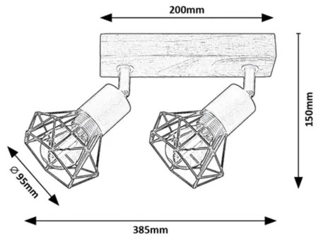 Rabalux 3138 - Bodové svítidlo ZEUS 2xE14/40W/230V dub