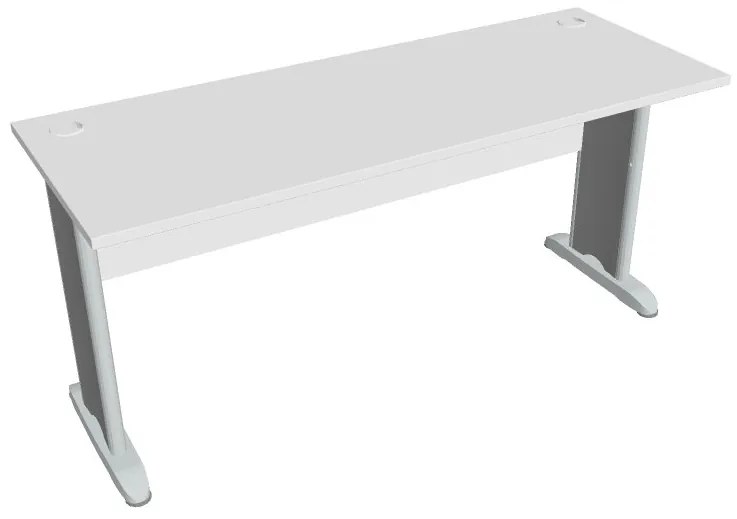 Stůl pracovní rovný 160 cm hl. 60 cm - Hobis Cross CE 1600 Dekor stolové desky: bílá, Dekor lamino podnože: bílá, Barva nohou: Stříbrná