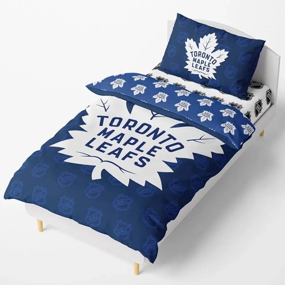 Hokejové ložní povlečení NHL Toronto Maple Leafs Shields - 100% bavlna renforcé - 70 x 90 cm + 140 x 200 cm