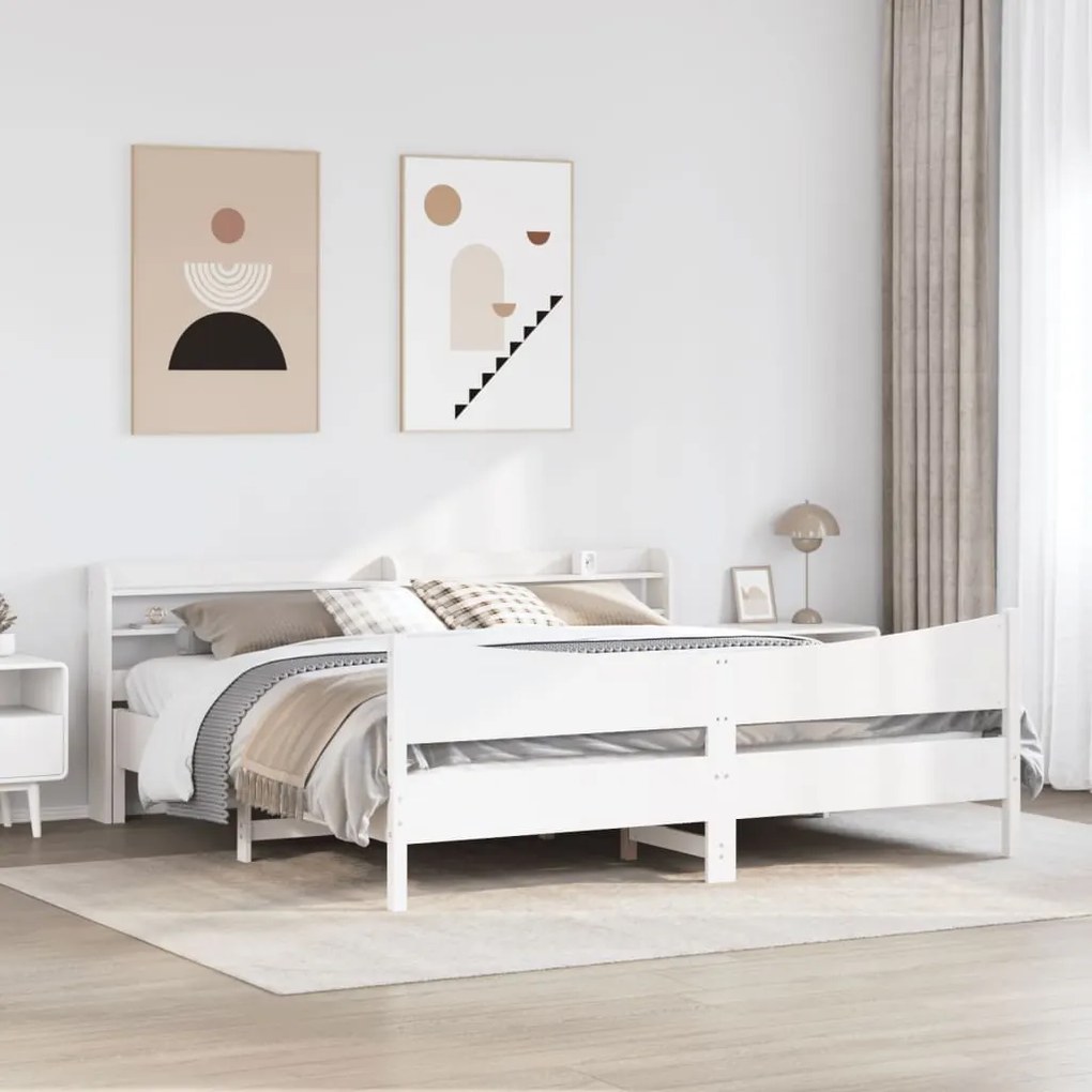 Rám postele s čelem bílý 180 x 200 cm masivní borovice 3307036