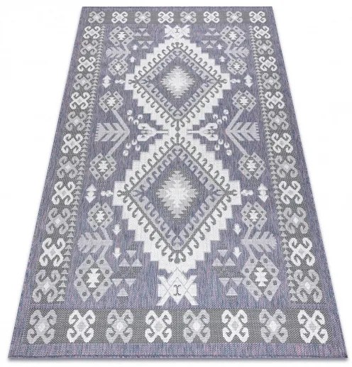 Dywany Łuszczów, Kusový koberec Sion Sisal Aztec 3007 blue/pink/ecru – na ven i na doma, 180x270, modrá, chodba / předsíň