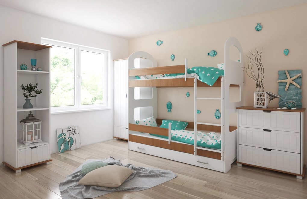 BabyBeds Dětská patrová postel HONZÍK II 180x80 Barevné provedení: Bílá, Úložný prostor: Ne, bez úložného prostoru