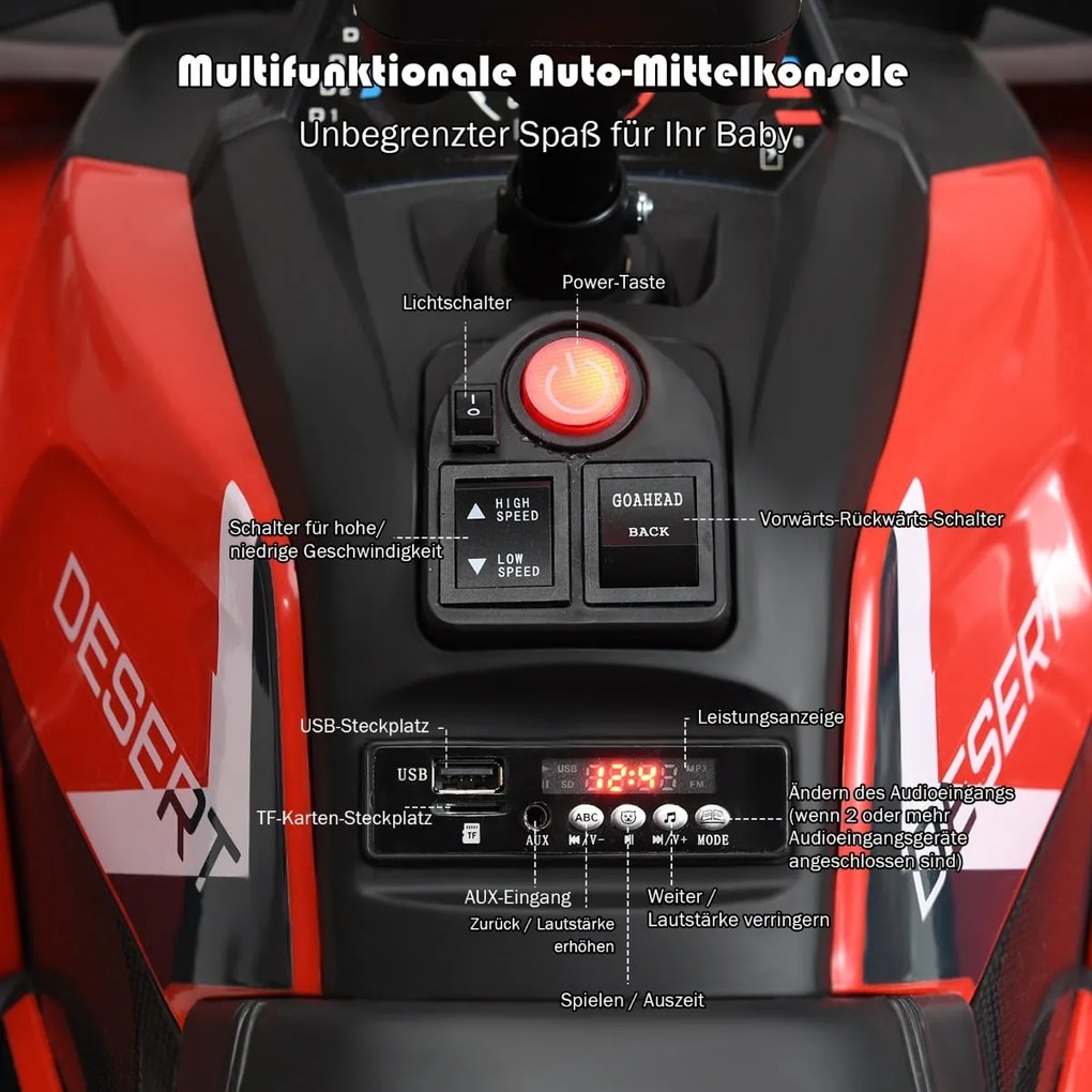 Costway 12 V elektrická dětská čtyřkolka se světlomety 4 kola dětské auto