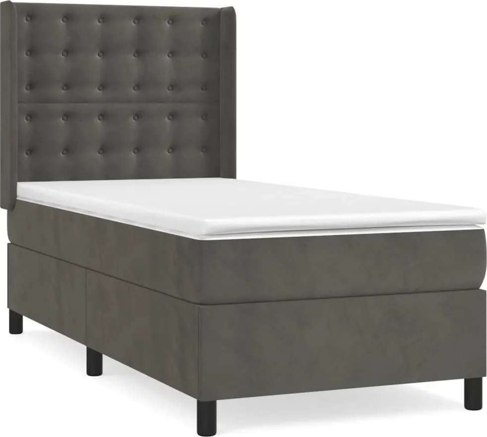 vidaXL Box spring postel s matrací 90x190 cm samet [3132892] Barva: Tmavě šedá