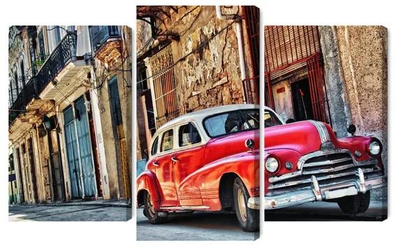 Vícedílný obraz Staré Americké Auto A Havanské Budovy Nedostatek Nedostatek Plátno Canvas 60x40