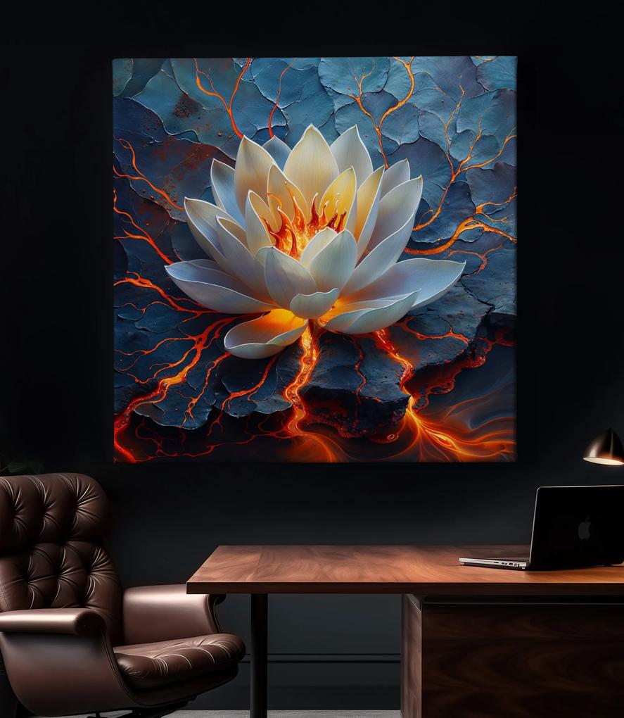 Obraz na plátně - Bílý lotos Vnitřní síla FeelHappy.cz Velikost obrazu: 80 x 80 cm