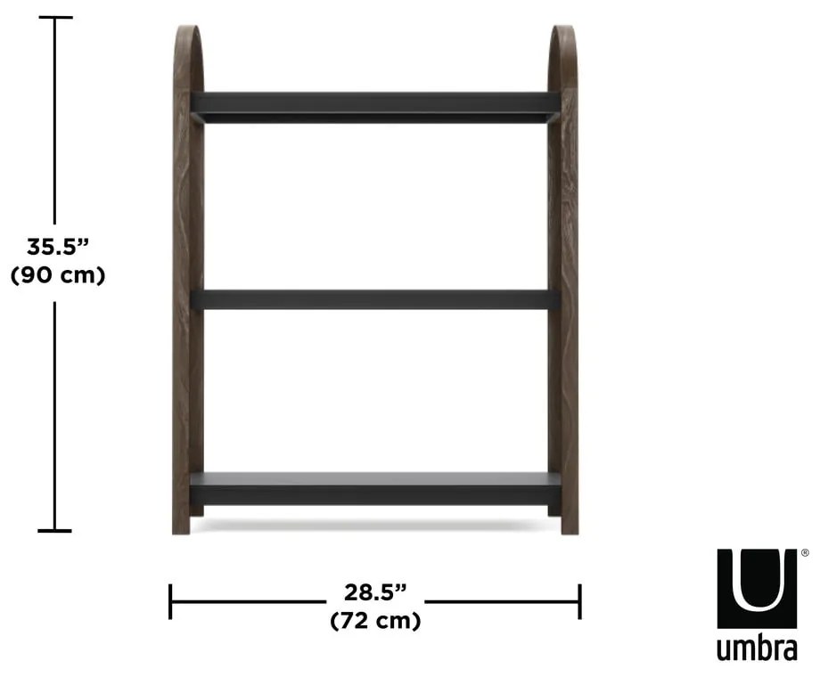 Černý přírodní regál v dekoru ořechu 72x90 cm Bellwood – Umbra