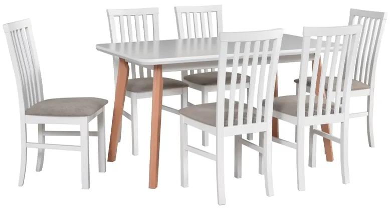 stoly/jidelni-stul-oslo-7 deska stolu bílá, podnož černá, nohy ořech