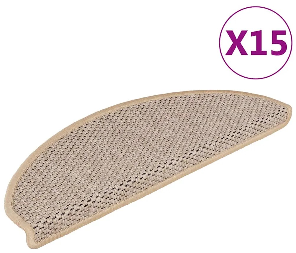 Samolepící nášlapy na schody vzhled sisal 15 ks 65x21x4 cm 326880