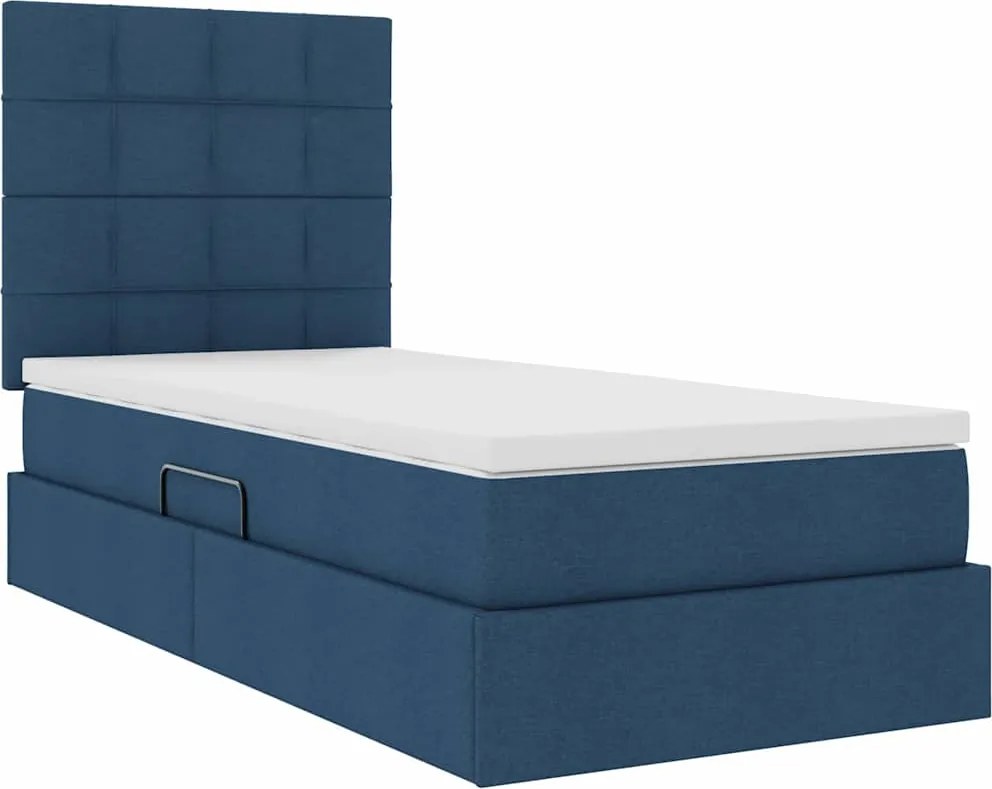 Postel s úložným prostorem a matrací Modrá 90 x 200 cm textil 3371759