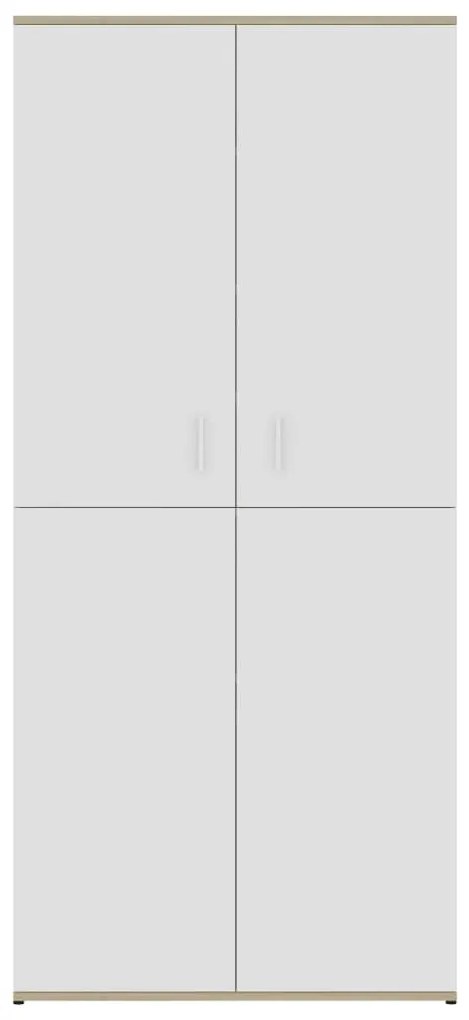 Botník bílý a dub sonoma 80 x 39 x 178 cm dřevotříska - Default Title