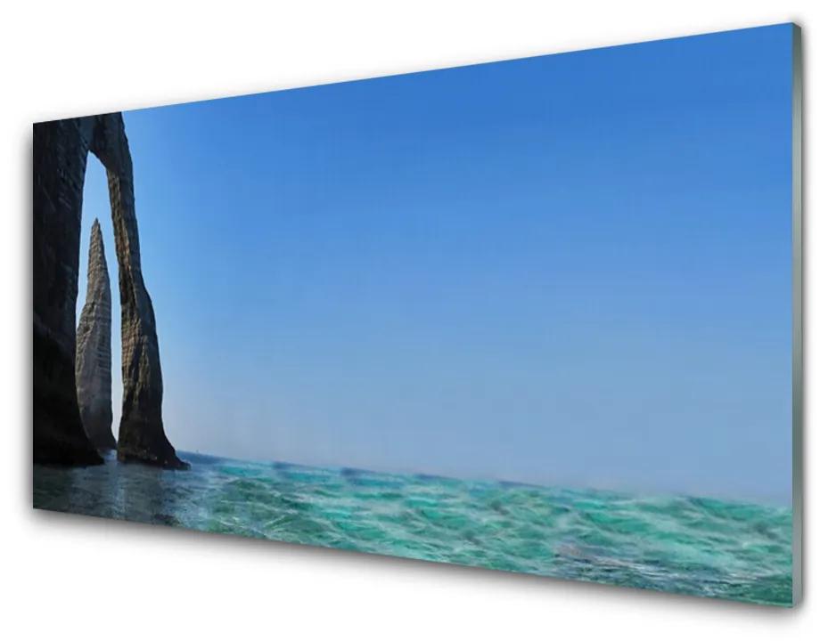 Obraz na skle Skála Moře Krajina 140x70 cm