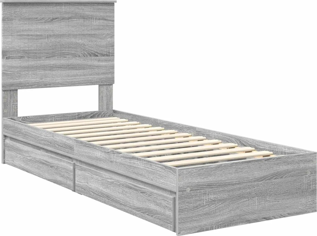 Postel s úložným prostorem se zásuvkou Šedá Sonoma 75 x 190 cm 3411262