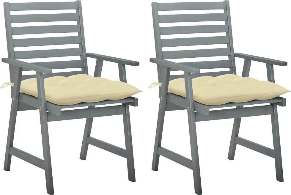 vidaXL Zahradní jídelní židle s poduškami 2 ks masivní akáciové dřevo [3064416] Barva: Zelená