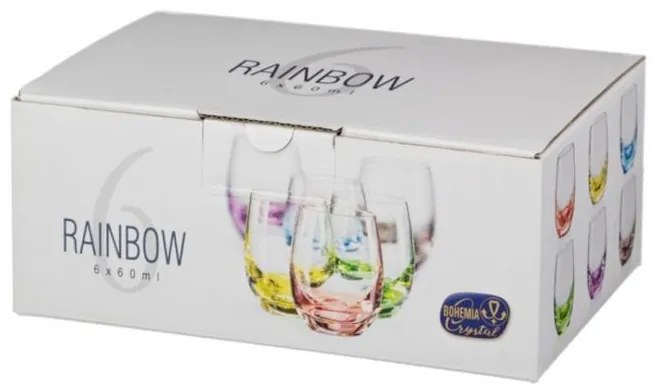 BOHEMIA RAINBOW SKLENICE NA LIKÉR 60 ML SADA 6 KS
