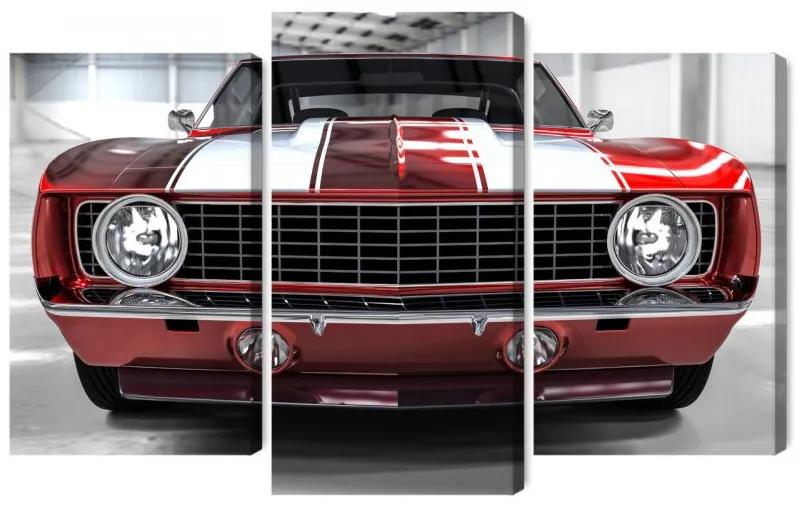 Vícedílný obraz Červené Svalové Auto V Garáži Nedostatek Nedostatek Přírodní plátno 120x80