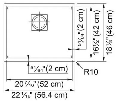 Franke Kubus 2 KNG110-52 Granitový dřez bez odkapu, 52x42cm, onyx, spodní montáž, 125.0641.392