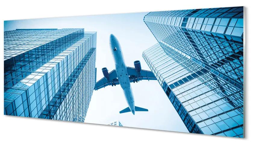 akrylový obraz Budovy letoun nebe 120x60 cm