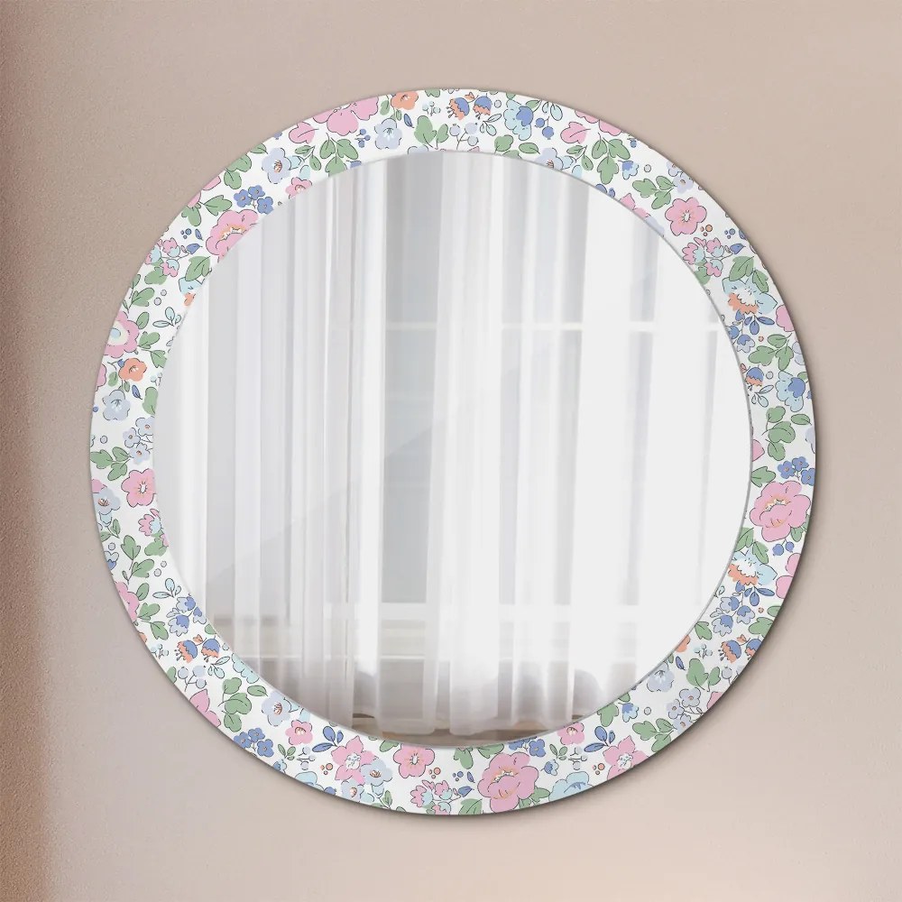 Kulaté dekorativní zrcadlo Jemné květiny fi 80 cm
