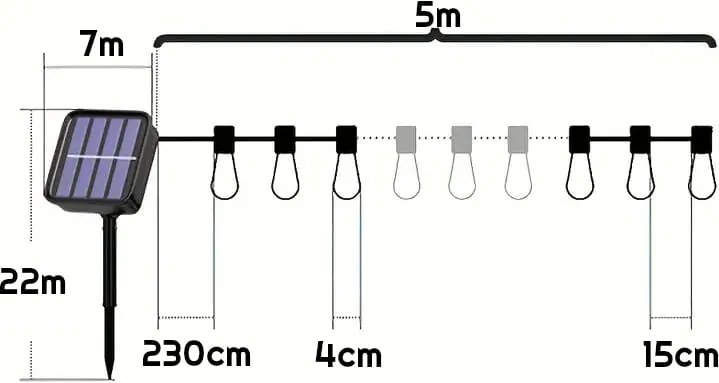 BERGE Zahradní solární girlanda 20 LED 5 metrů Solární žárovky na balkon