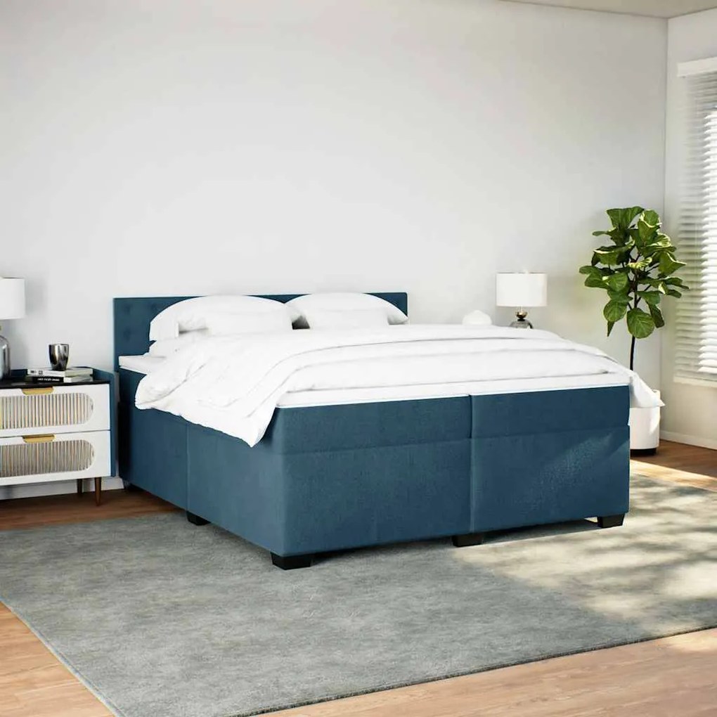 Box spring postel s matrací modrá 200 x 200 cm samet 3288718