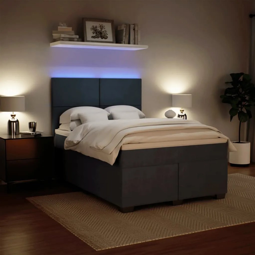 Box spring postel s matrací tmavě šedá 140x200 cm samet 3293225