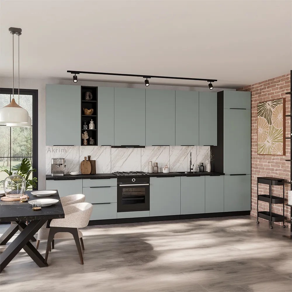 ARIA sc | horní skříňka 40 G-90 1F policová | 40 cm | VYSOKÁ | ANTI FINGERPRINT povrch | černá/aquamarine