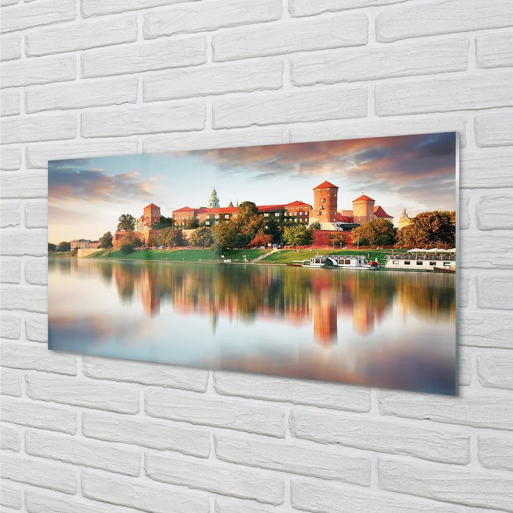 akrylový obraz Krakow hrad řeka 140x70 cm