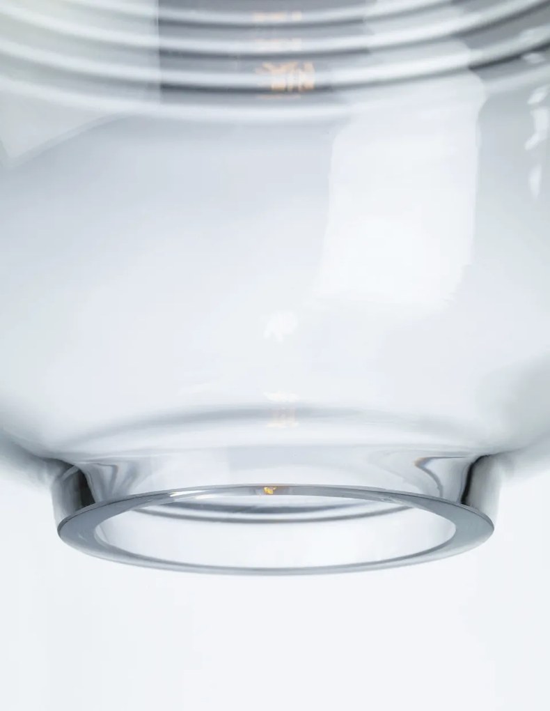 Bomma Lantern skleněné závěsné svítidlo Barva: Kouřová / černé kování